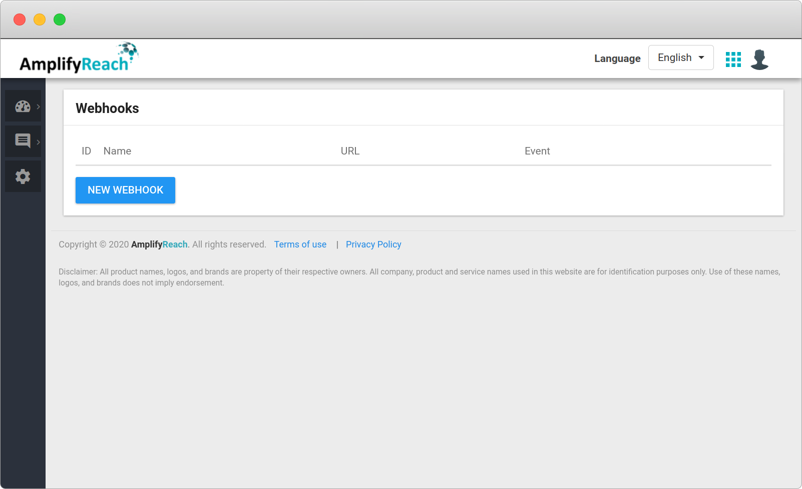 Tracking Events using Webhooks