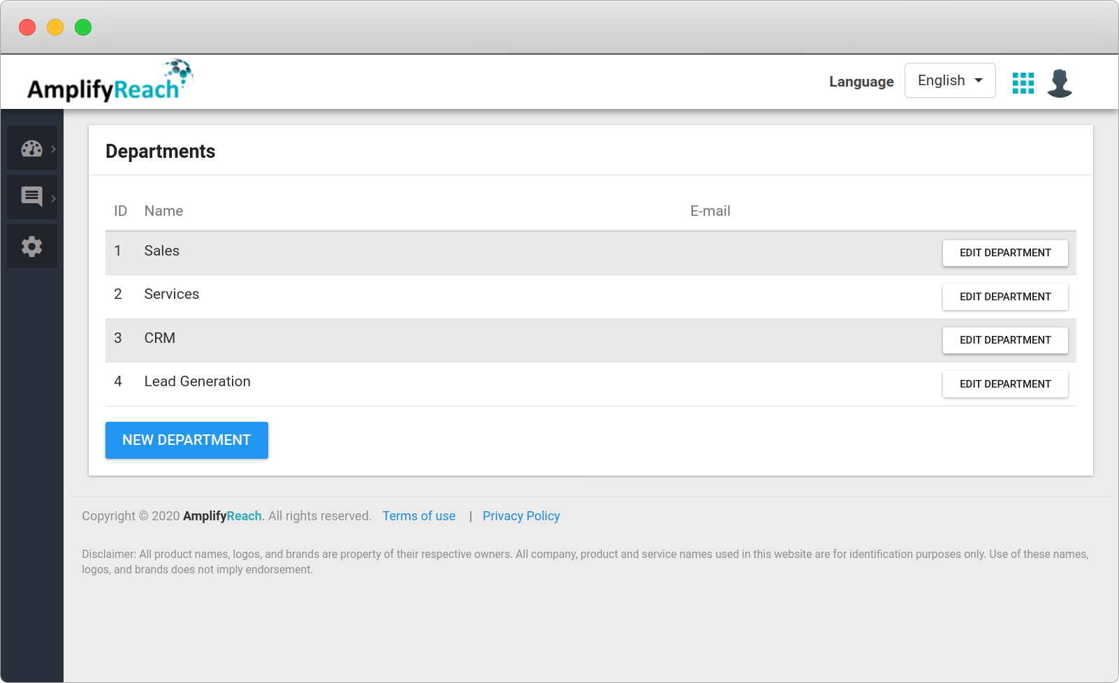 Setting Conversation Departments