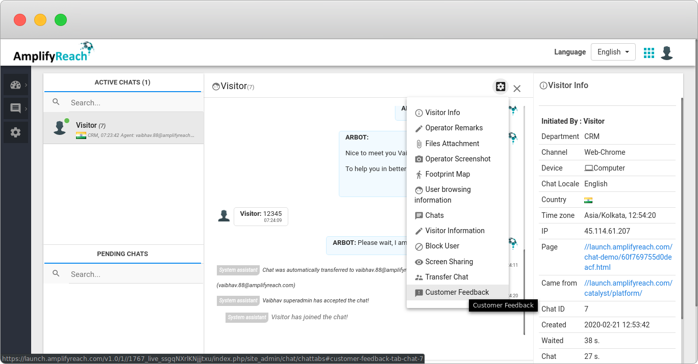 Enabling Customer Feedback in Chatbot