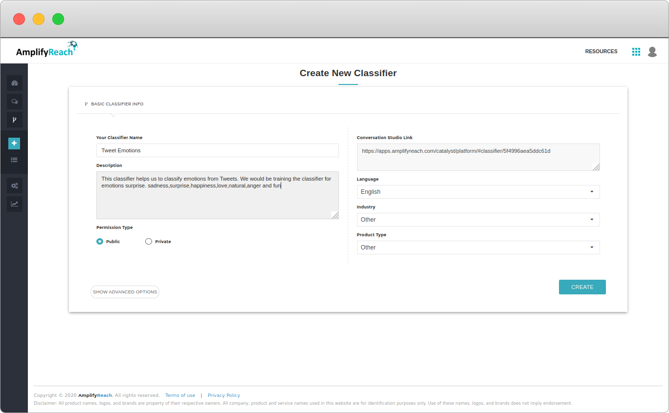 Create / Edit Classifier