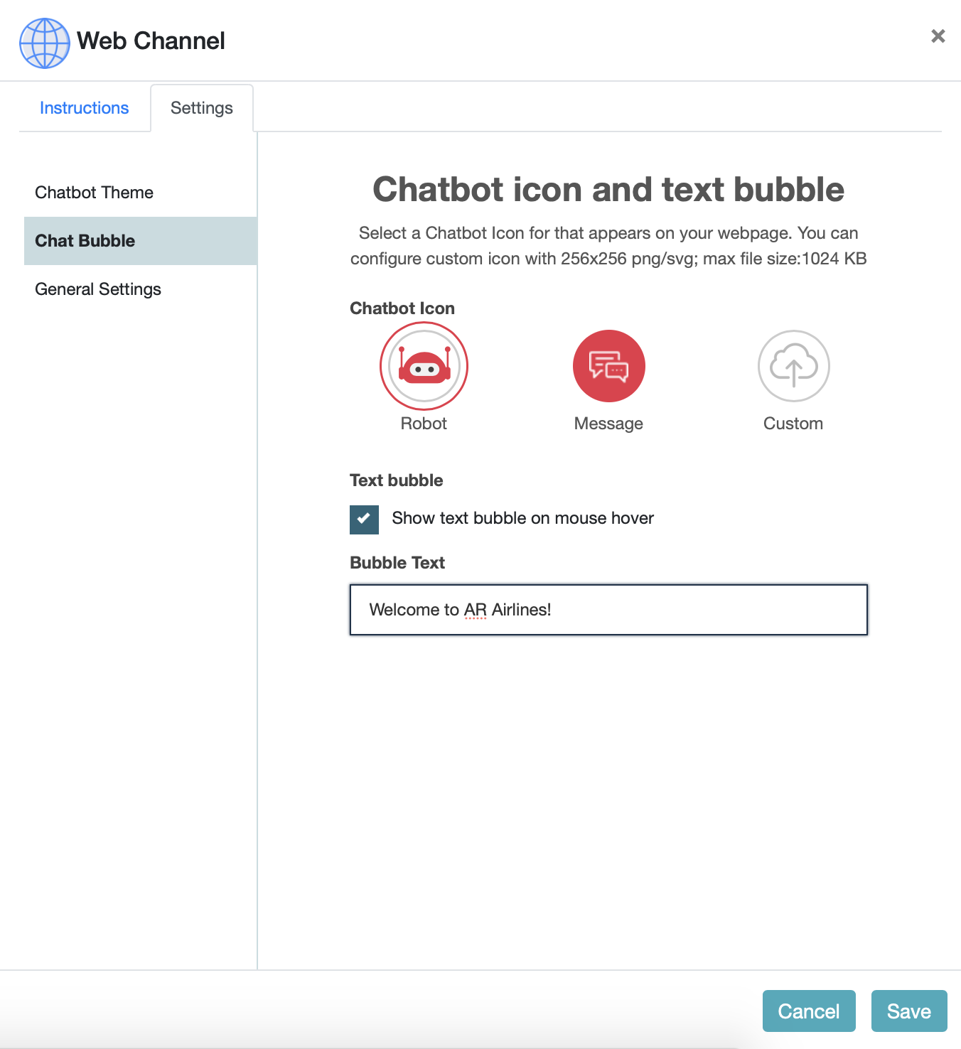 Customising Chatbot’s Appearance